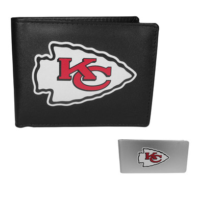 Kansas City Chiefs Leather Bi-fold Wallet & Money Clip - Sports Unlimited