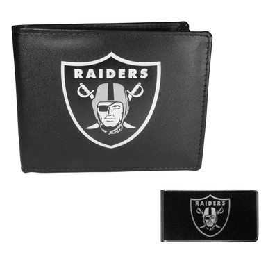 Las Vegas Raiders Leather Bi-fold Wallet & Black Money Clip - Sports ...
