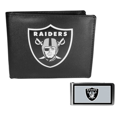 Las Vegas Raiders Leather Bi-fold Wallet & Color Money Clip - Sports ...