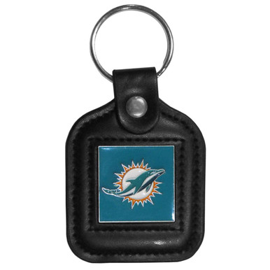 Miami Dolphins Square Leather Key Chain - Sports Unlimited