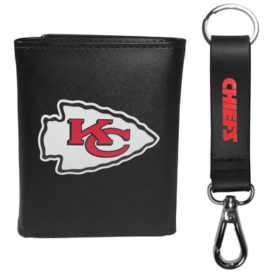 Kansas City Chiefs Leather Tri-fold Wallet & Strap Key Chain - Sports ...