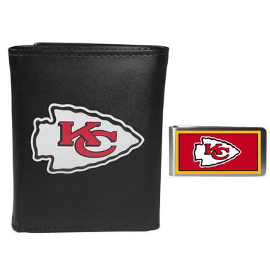 Kansas City Chiefs Leather Tri-fold Wallet & Color Money Clip - Sports ...