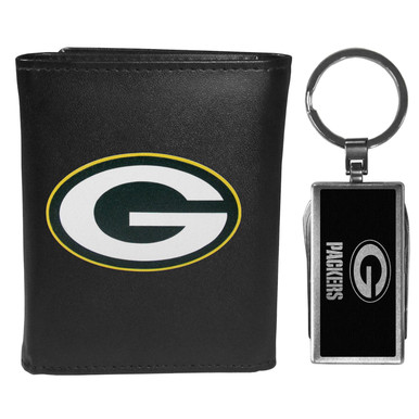 Green Bay Packers Leather Tri-fold Wallet & Multitool Key Chain ...