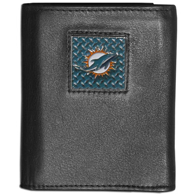 Miami Dolphins Gridiron Leather Tri-fold Wallet - Sports Unlimited