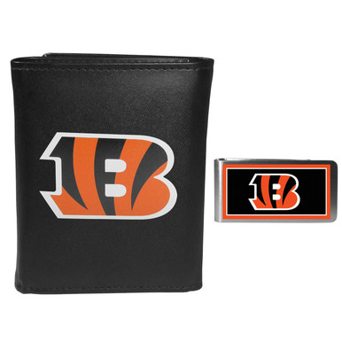 Cincinnati Bengals Tri-fold Wallet & Color Money Clip - Sports Unlimited