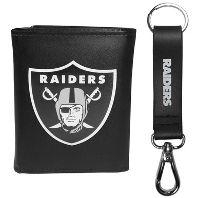 Las Vegas Raiders Tri-fold Wallet & Strap Key Chain - Sports Unlimited