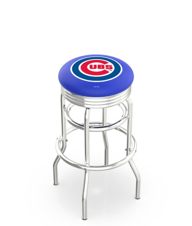 Chicago Cubs Swivel Bar Stool with Ribbed Accent Ring - Sports Unlimited
