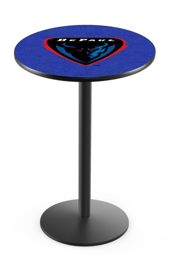 DePaul Blue Demons Black Wrinkle Bar Table with Round Base - Sports ...