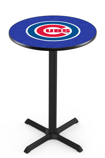 Chicago Cubs Pub Table with Black Cross Base - Sports Unlimited