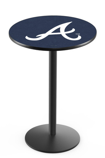 Atlanta Braves Pub Table with Black Round Base - Sports Unlimited