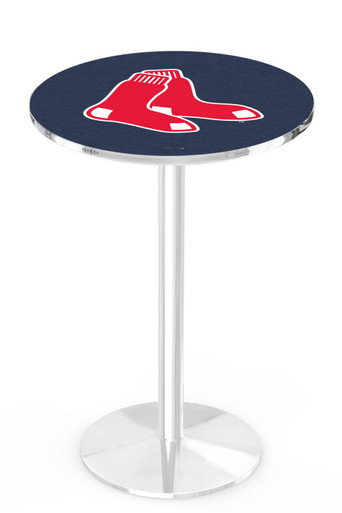 Boston Red Sox Pub Table with Chrome Round Base - Sports Unlimited
