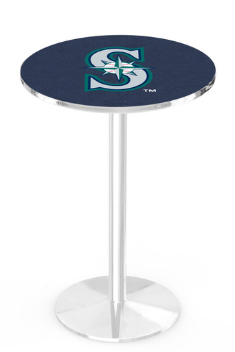 Seattle Mariners Pub Table with Chrome Round Base - Sports Unlimited
