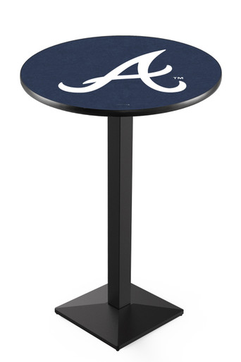 Atlanta Braves Pub Table with Black Square Base - Sports Unlimited