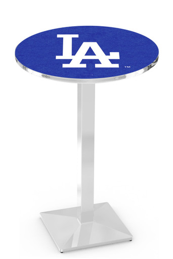 Los Angeles Dodgers Pub Table with Chrome Square Base - Sports Unlimited