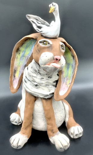 Brown and White Rabbit Figure - Twigs & Leaves Gallery