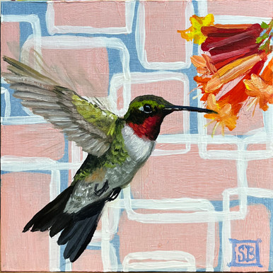 Hummingbird With Trumpet Flower Vine - Twigs & Leaves Gallery
