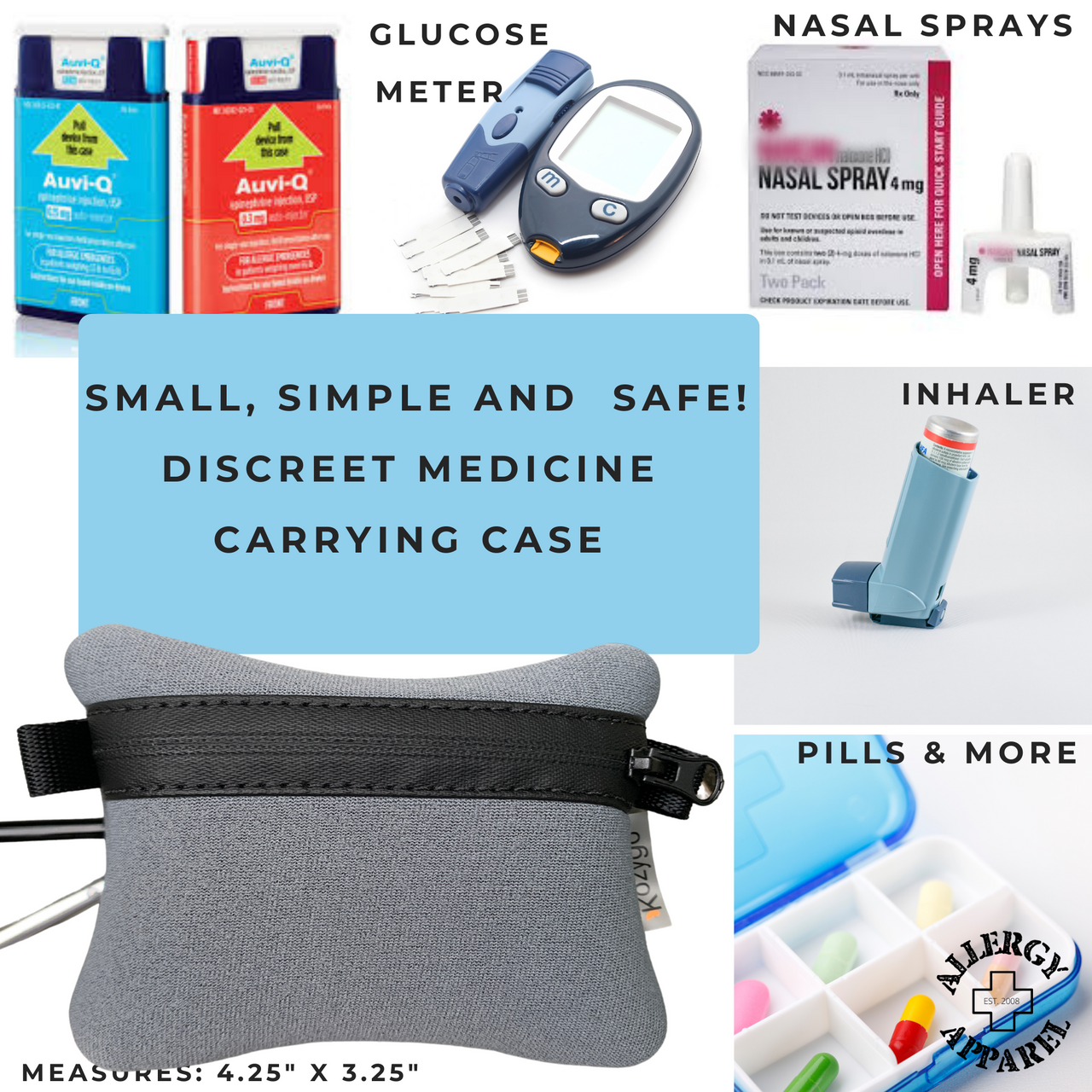 Auvi-Q Carrier | Neffy Epinephrine Pouch | Inhaler Case