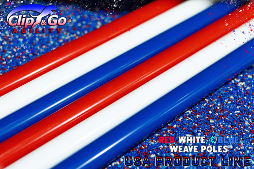 USA- RED, WHITE, & BLUE Weave Poles, 6 Pole Set (Poles Only) - Clip and ...