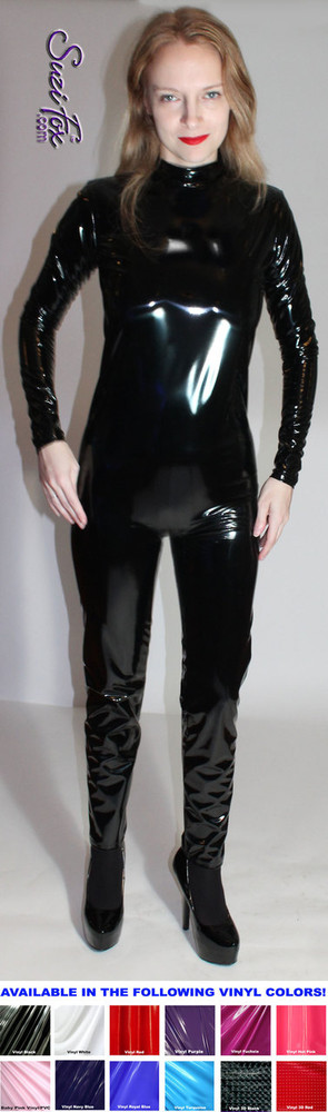 Custom Smooth Front Catsuit By Suzi Fox Shown In Stretch Gloss Black