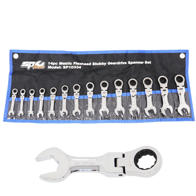 SPANNER SET - ROE GEARDRIVE/QUAD DRIVE FLEX HEAD STUBBY METRIC 14PC ...