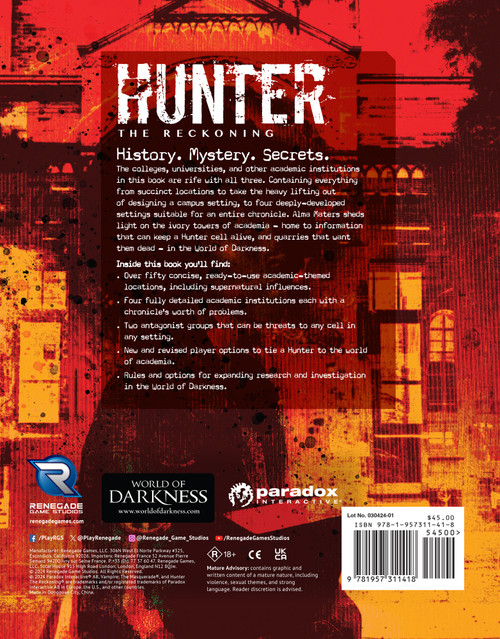 Hunter: The Reckoning 5th Edition Roleplaying Game Alma Maters ...