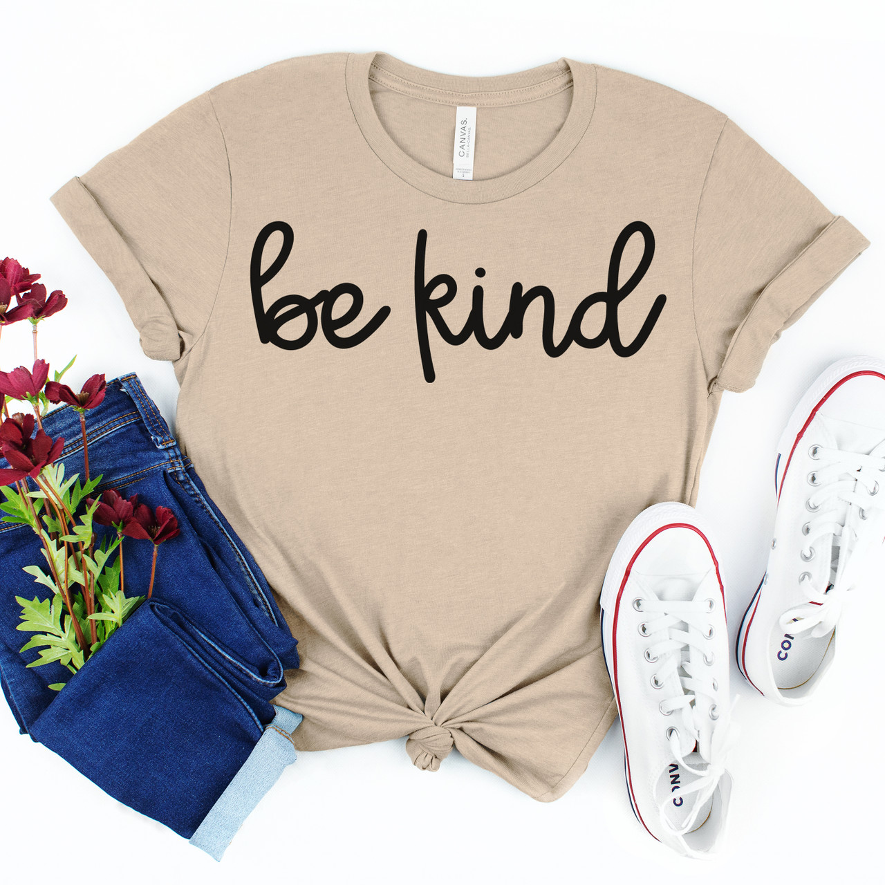 Be Kind Cursive Tee Black Ink - Simply Tees