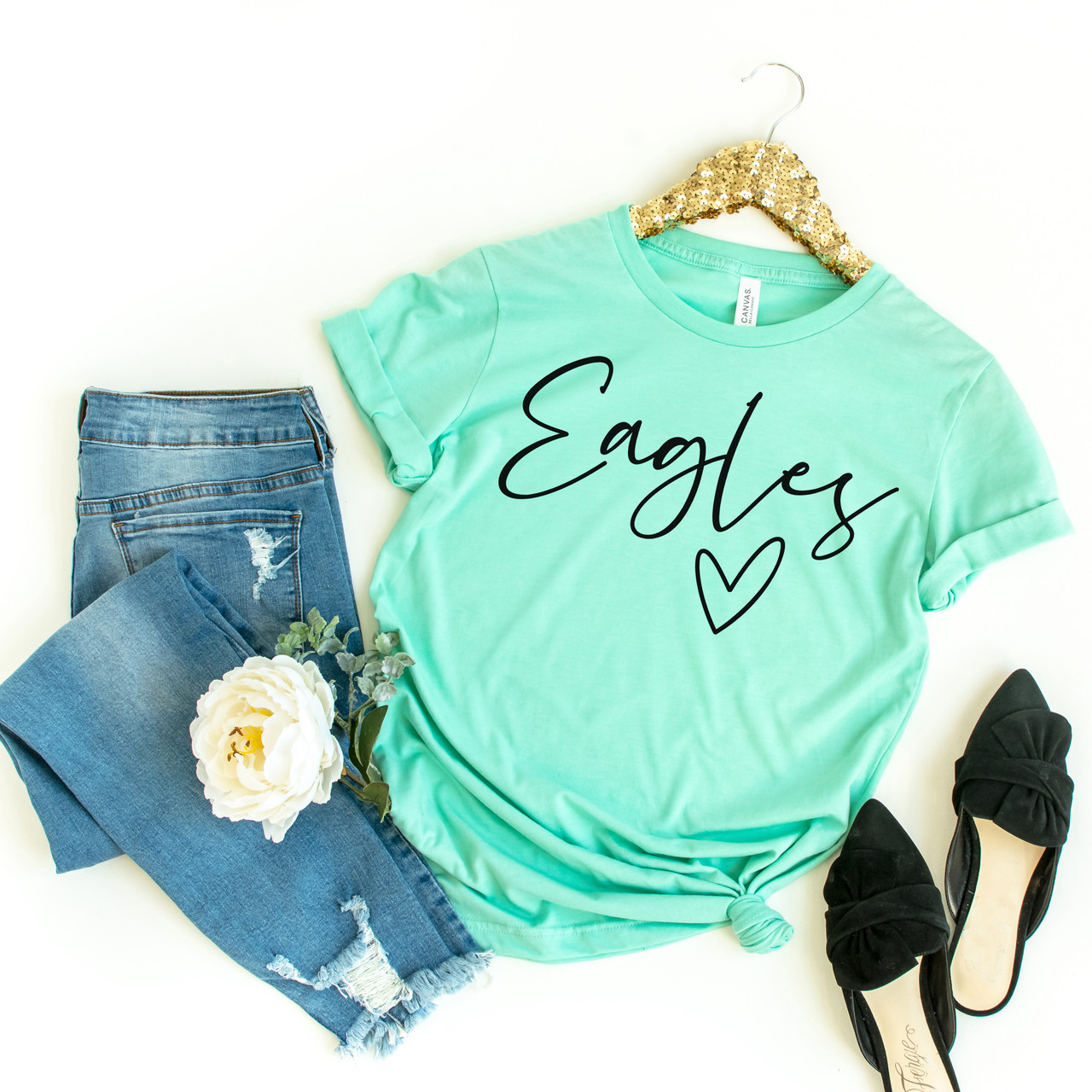 Cursive Eagles Tee Black Ink - Simply Tees