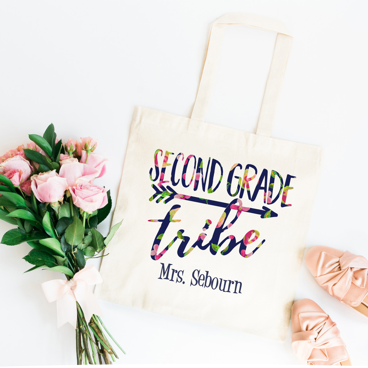 Floral 2nd Grade Tribe Teacher Tote Bag - Simply Tees