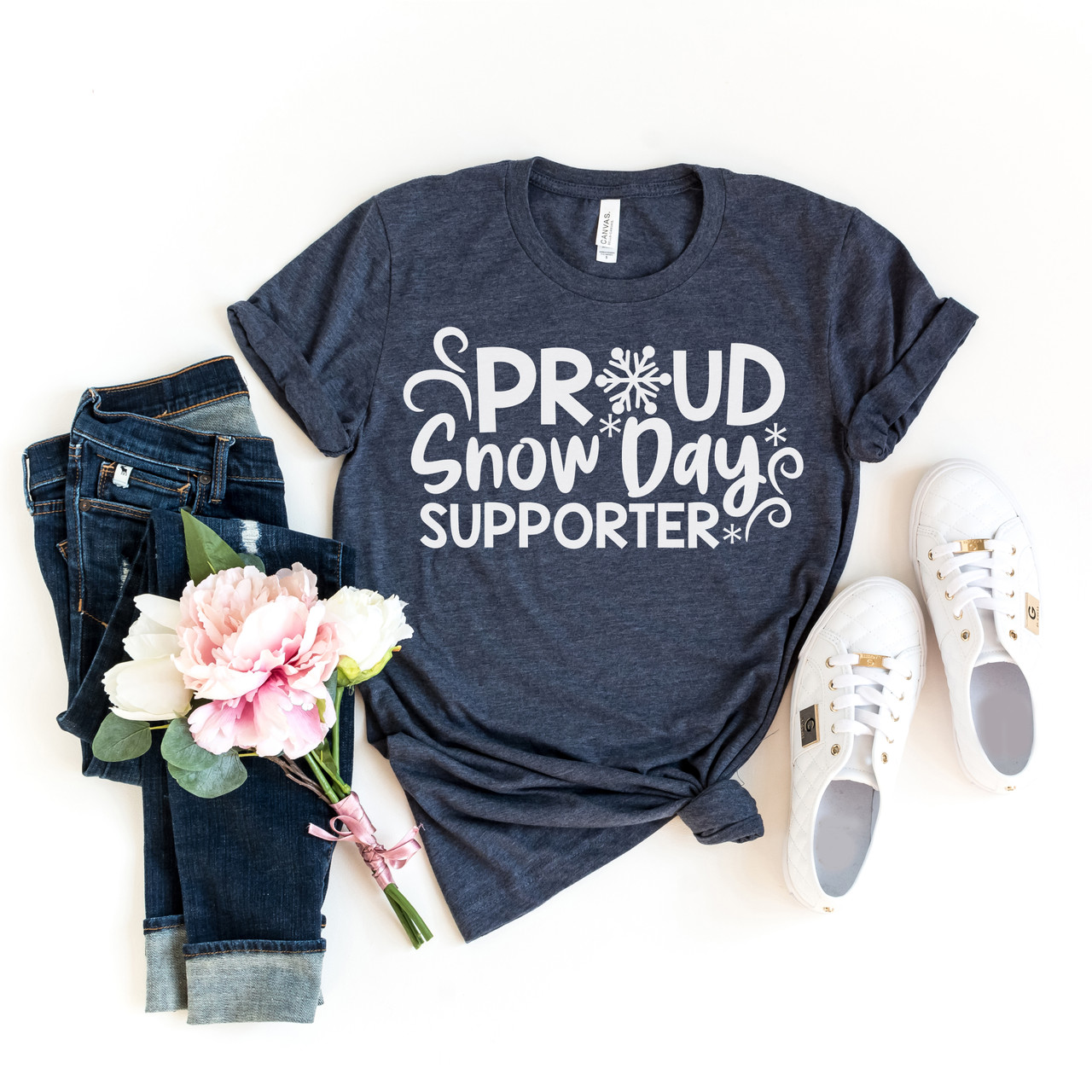 Proud Snow Day Supporter Tee White Ink - Simply Tees
