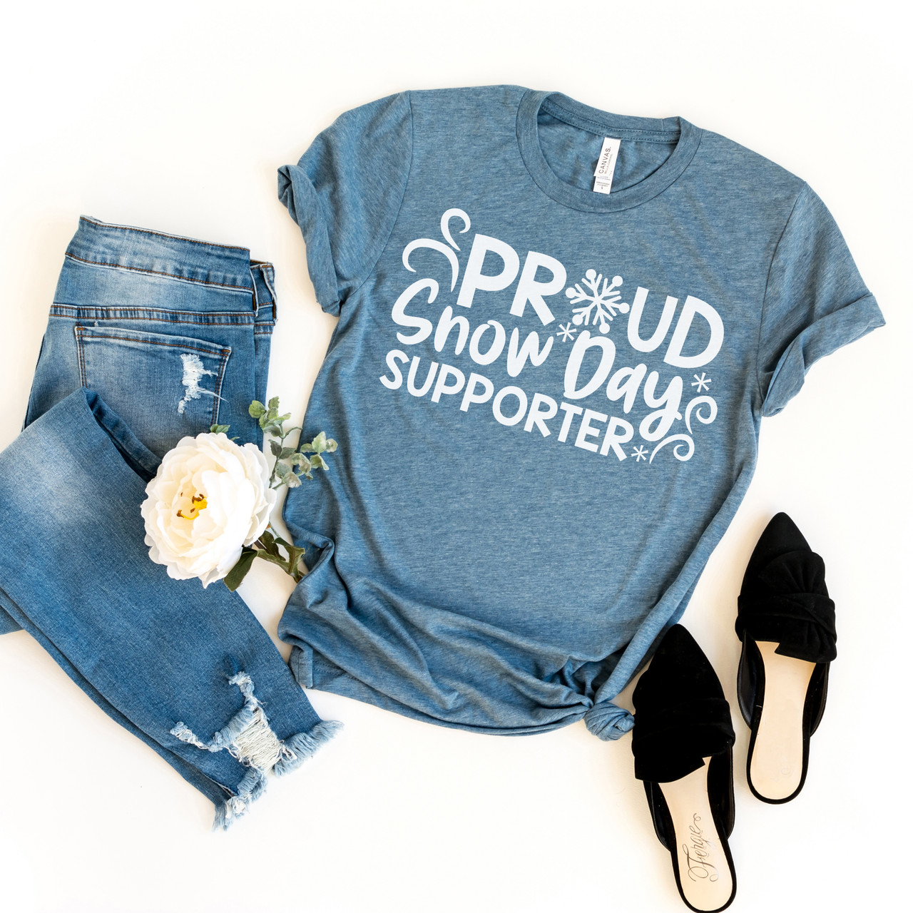 Proud Snow Day Supporter Tee White Ink - Simply Tees