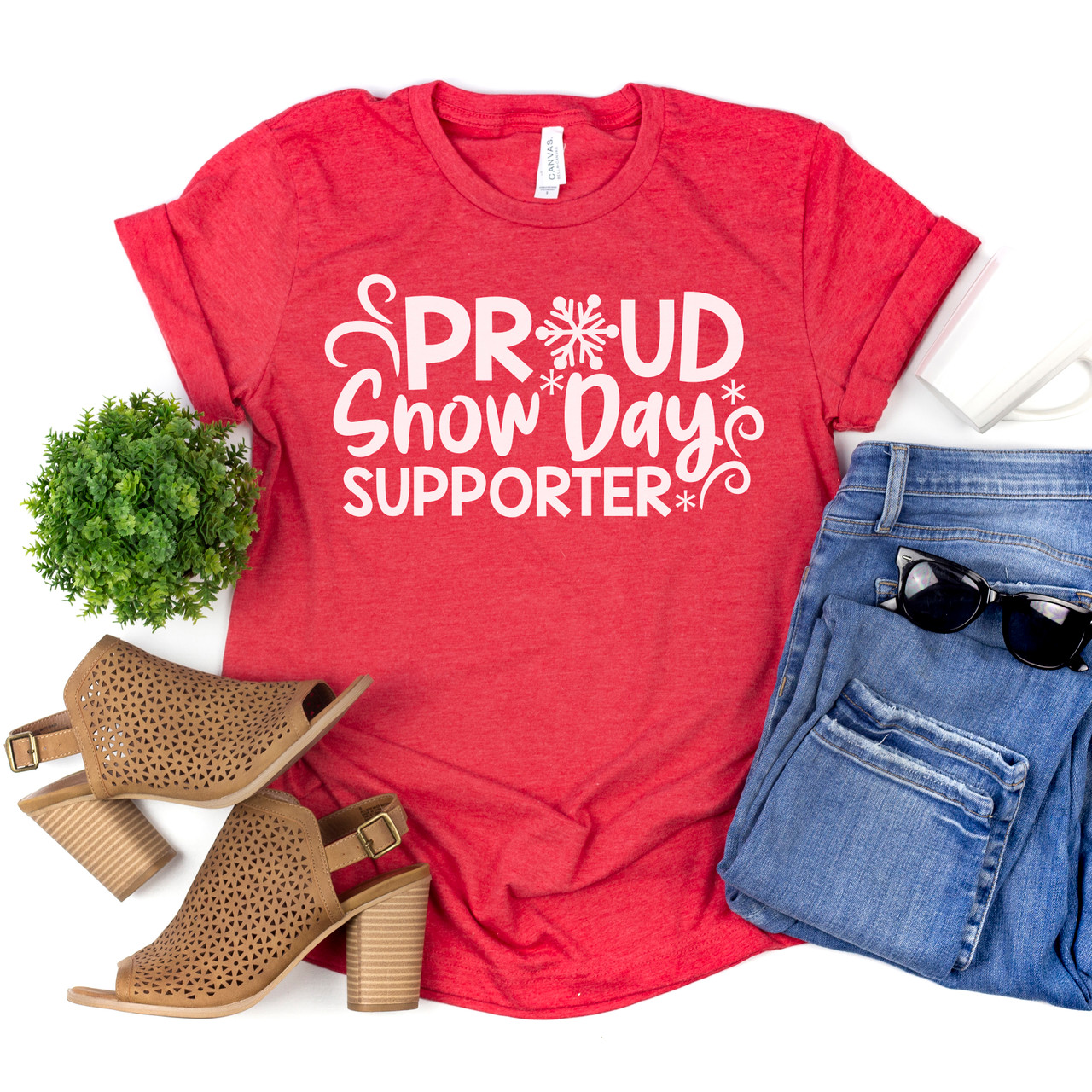 Proud Snow Day Supporter Tee White Ink - Simply Tees