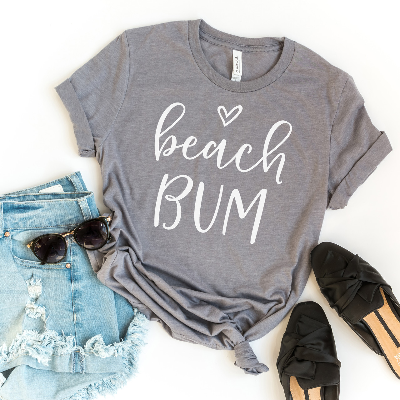 Beach Bum Tee White Ink - Simply Tees