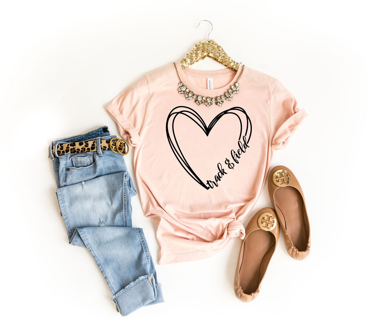 Track and Field Heart Tee Black Ink - Simply Tees