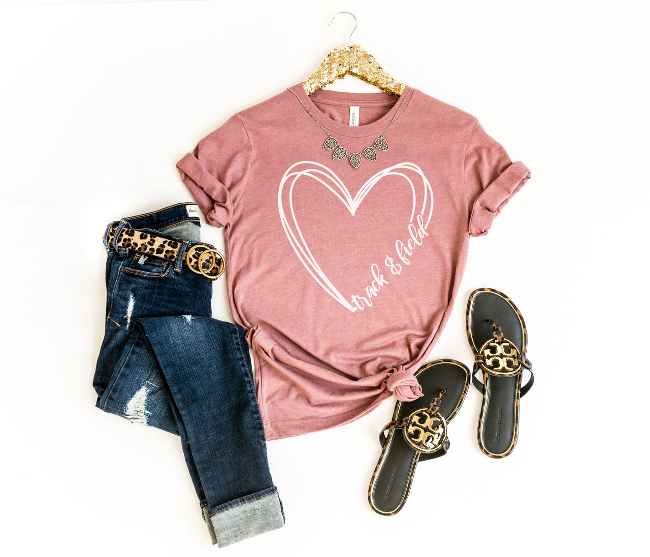 Track and Field Heart Tee White Ink - Simply Tees