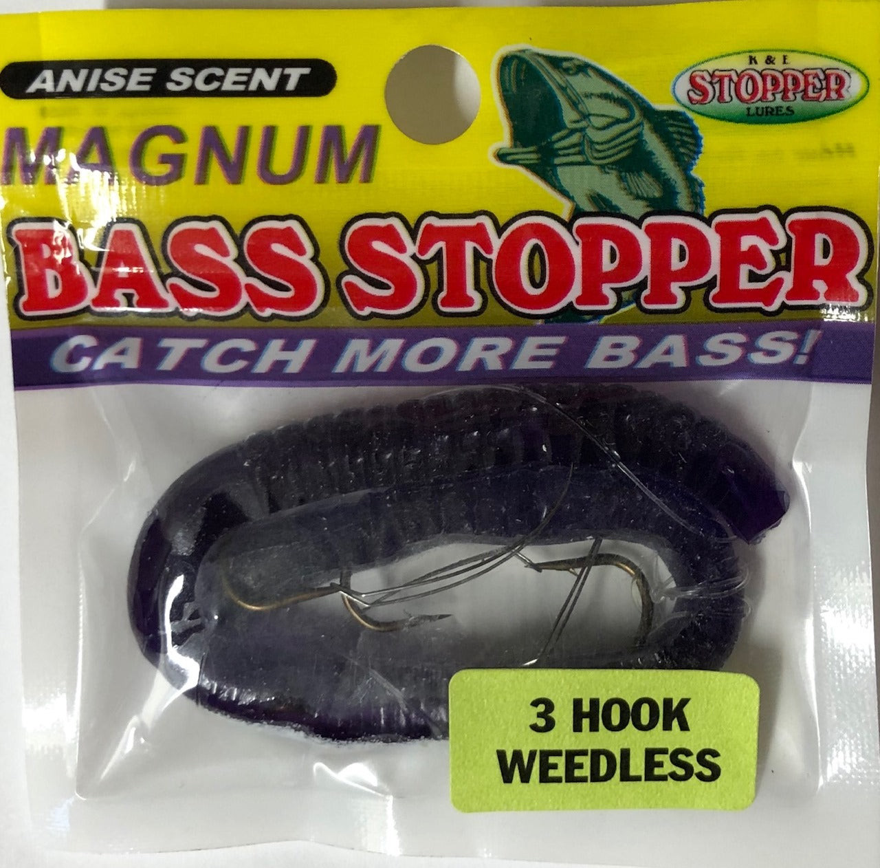 Bass Stopper - Magnum 3 Hk Weedless Rigged Worms - 1 Pack | Stopper ...