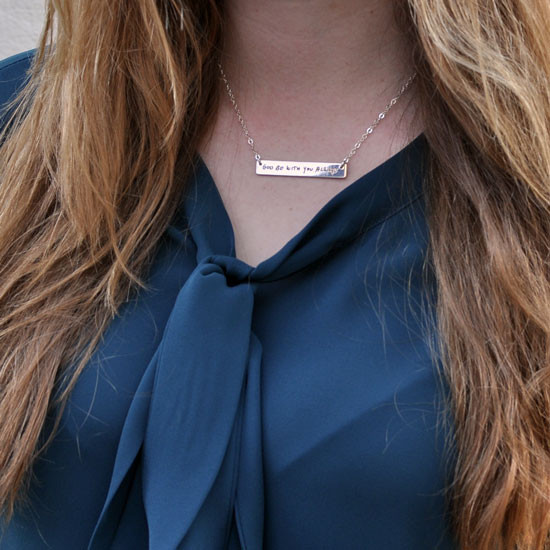 Handwriting Silver Cross Necklace