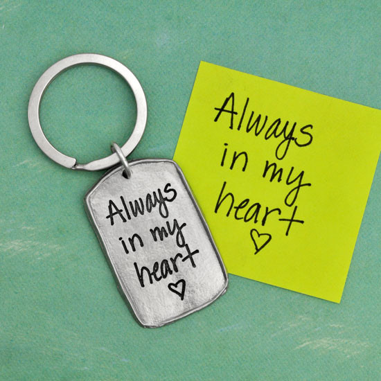 Handwriting Military Tag Key Chain Pewter