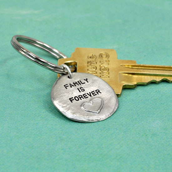 Round with Heart Pewter Key Ring