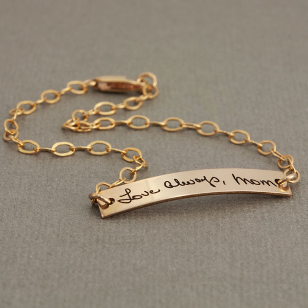Handwriting Bar Bracelet Gold