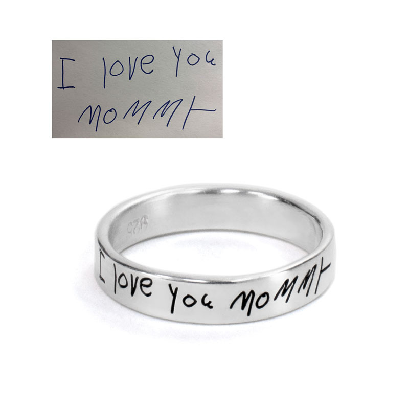 Stackable Handwriting Ring Made with Your Handwriting