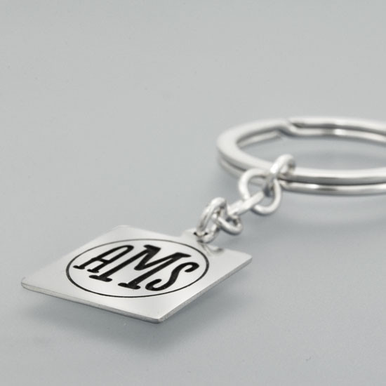 Square Monogram Key Ring Personalized Jewelry