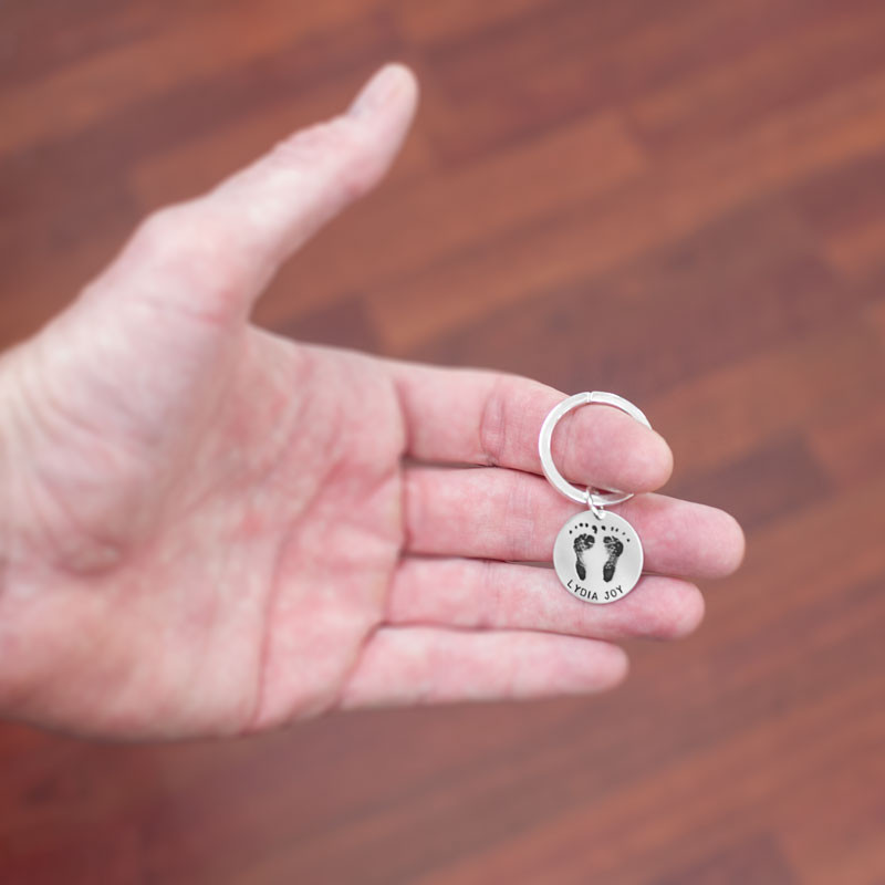 Hand Stamped Sterling Silver Large Disc Key Ring