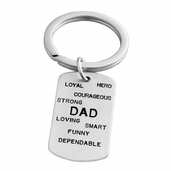 Custom Sterling Silver Dad Key Ring