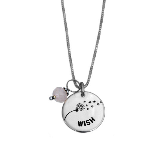 Etched Wish Charm Necklace Dandelion