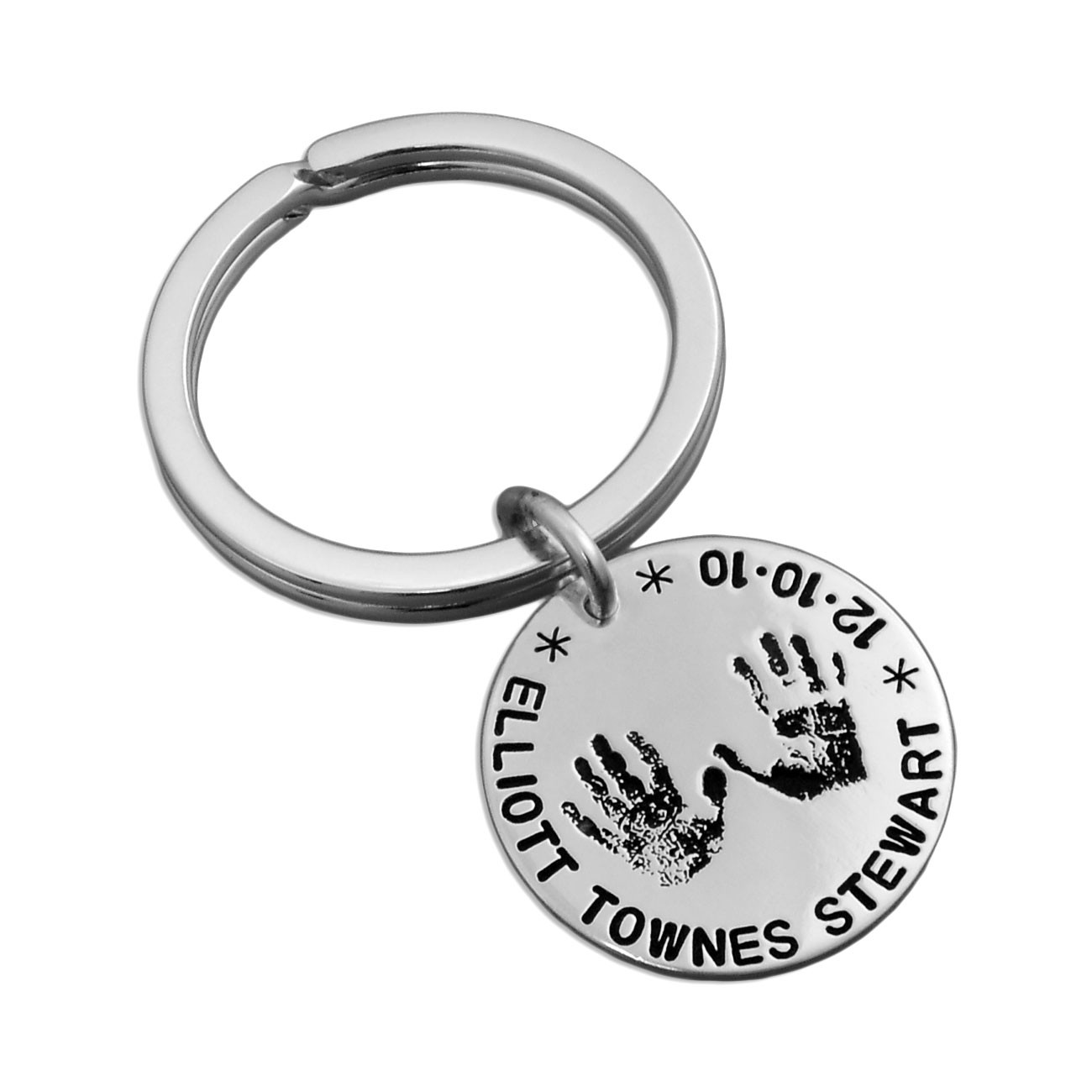 Hand Stamped Sterling Silver Large Disc Key Ring