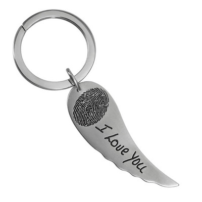 Fingerprint Angel Wing Key Ring