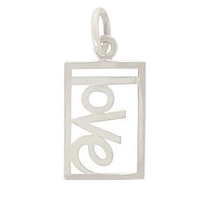 Sterling Silver Rectangle Love Charm