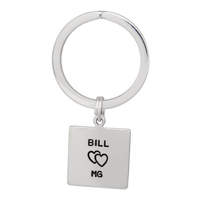 Hand Stamped Square Key Ring