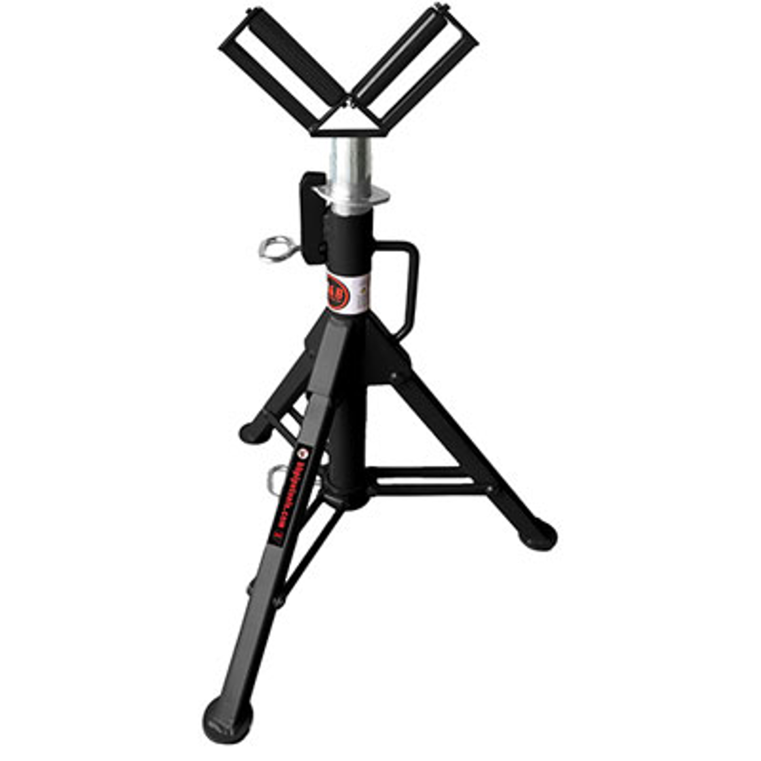 B B 29 44in Folding Pipe Jack Stand With Conveyor Roller Vee Head b-b-29-44in-folding-pipe-jack-stand-with-conveyor-roller-vee-head