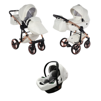 Individual White Rose Gold Pram and Pushchair